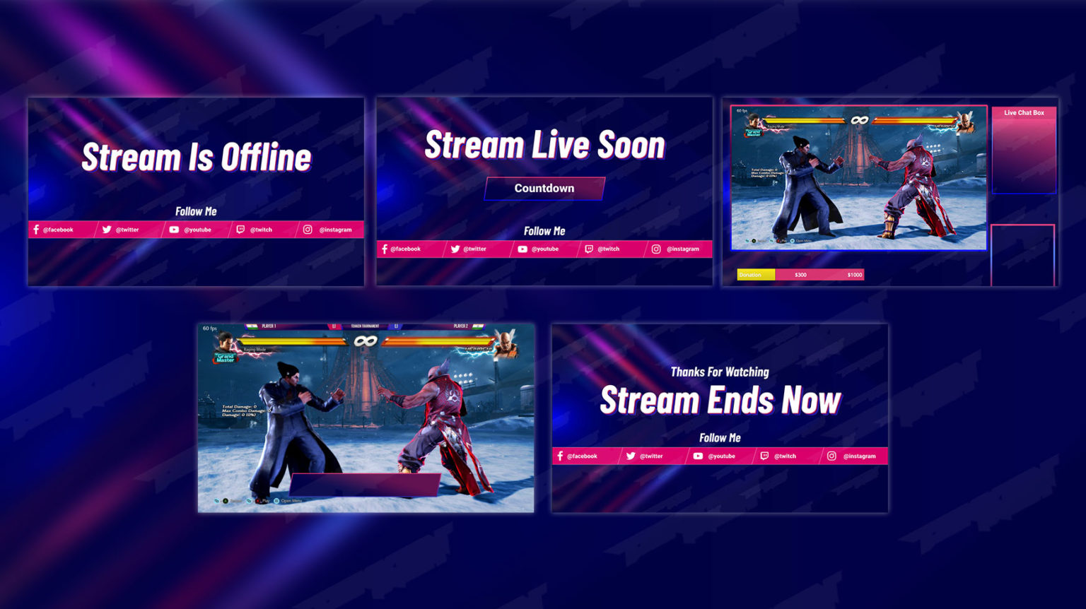 Streamlabs OBS Overlay – Musical Magenta - Full Set - Tekken India